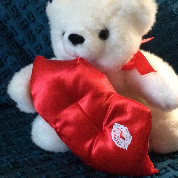 PBC international | Toys | Fluffy White Kiss Me Bear | Poshmark